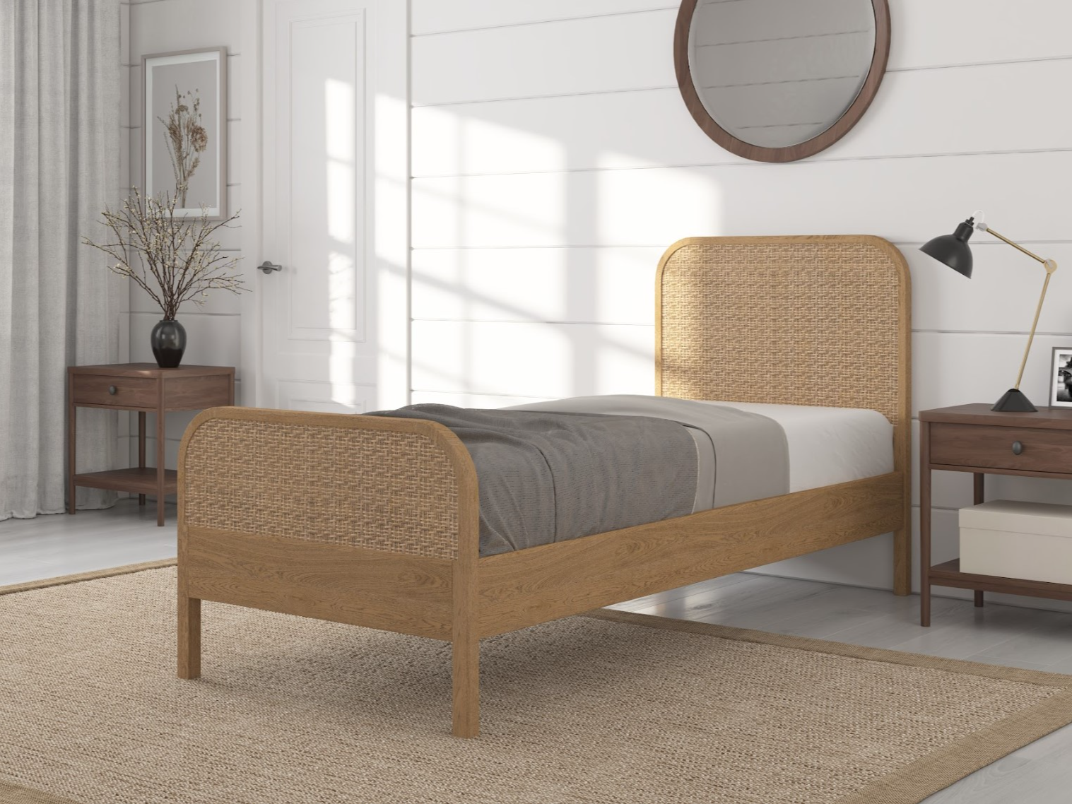 Snuggle Beds Clementine Oak and Rattan Bed at Mattressman